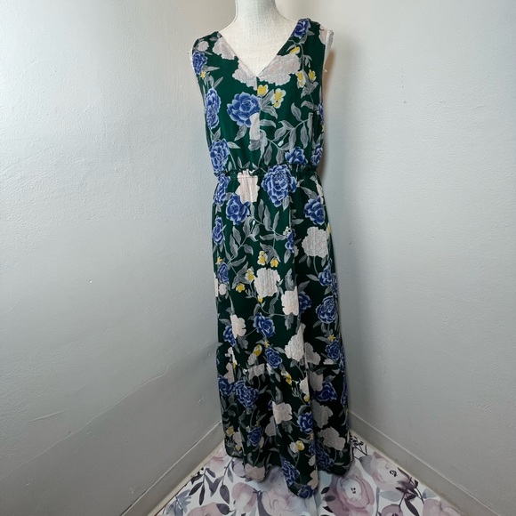 Merona | Dresses | Merona Green Floral Sleeveless Maxi Dress | Poshmark